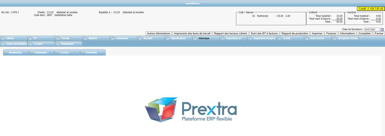 Processus des appels de service et des installations - Prextra